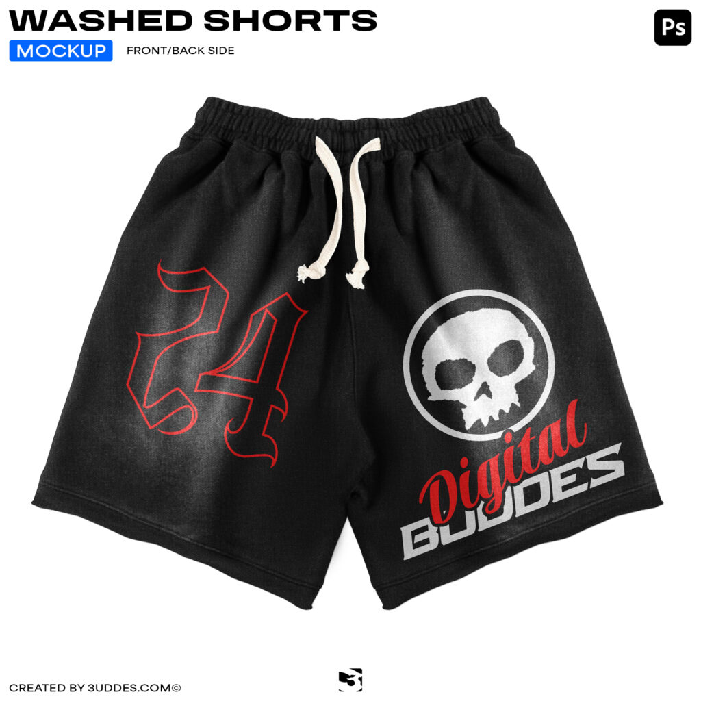 Washed Shorts Mockup - 3uddes